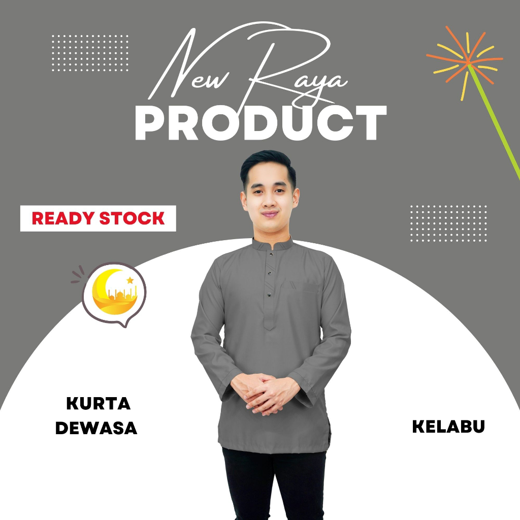 ( GREY COLOR ) KURTA SLIM FIT COTTON DARK GREY /KELABU DEWASA BAJU ...