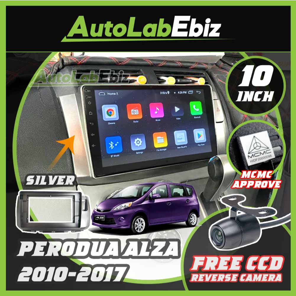 [🎁FOC Camera] Perodua ALZA 2010-2017 [SILVER] Casing 10" inch with ...