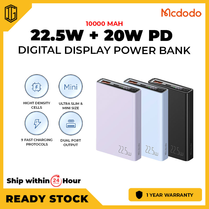 MDD 22.5W + 20W PD Digital Display 10000mAh Power Bank High Density ...