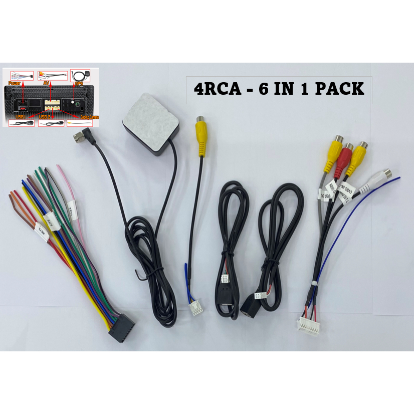 ANDROID PLAYER CONNECTION SOCKETS - 4RCA / POWER SOCKET / 4 & 6 PIN USB / GPS ANTENNA / BACK CAM ...