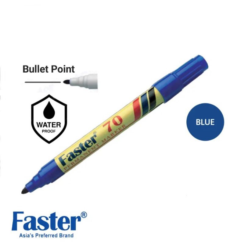 Faster Permanent Marker 70 Bullet Point (Blue) | Shopee Malaysia