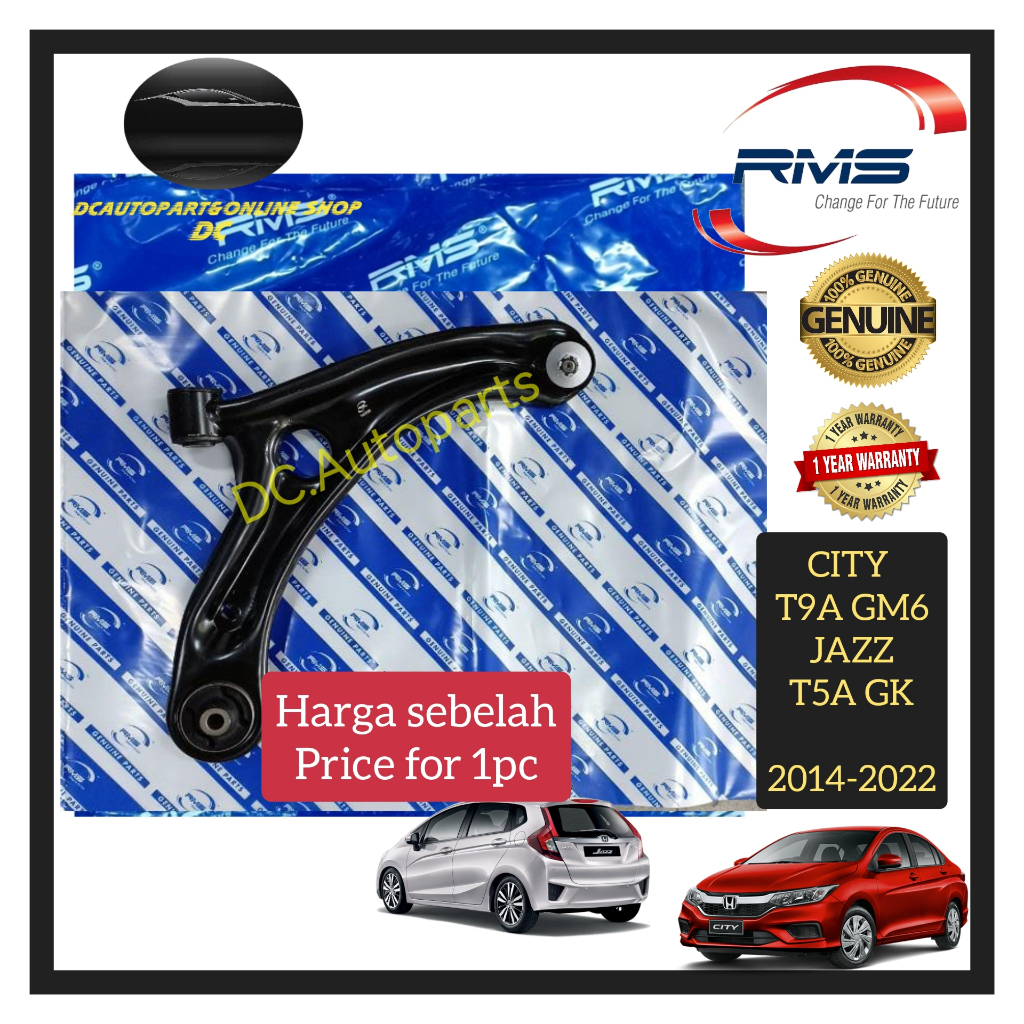 RMS CONTROL LOWER ARM FRONT HONDA CITY T9A GM6 JAZZ T5A GK 2014-2020 (PRICE FOR 1PCS) | Shopee ...