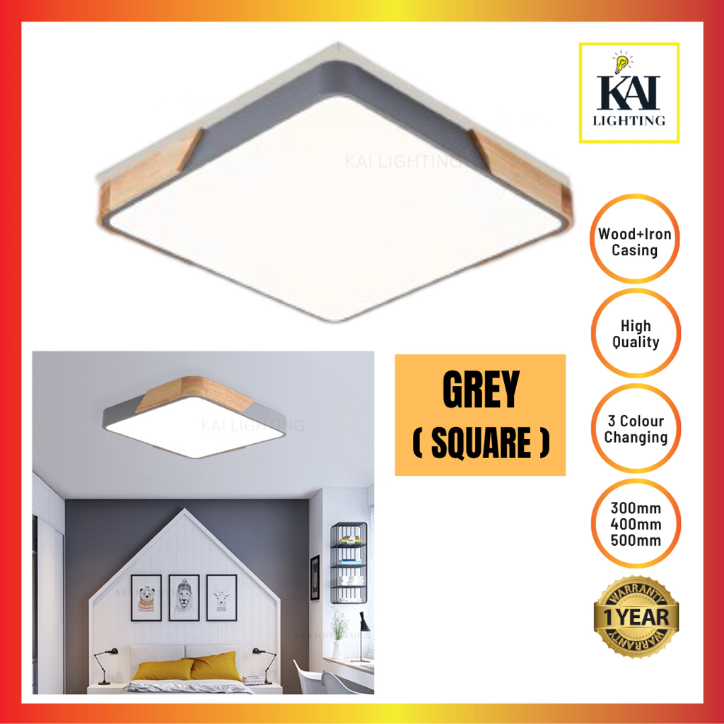 NORDIC MUJI CEILING LIGHT 50CM MODERN LED SURFACE WOOD FRAME CEILING ...