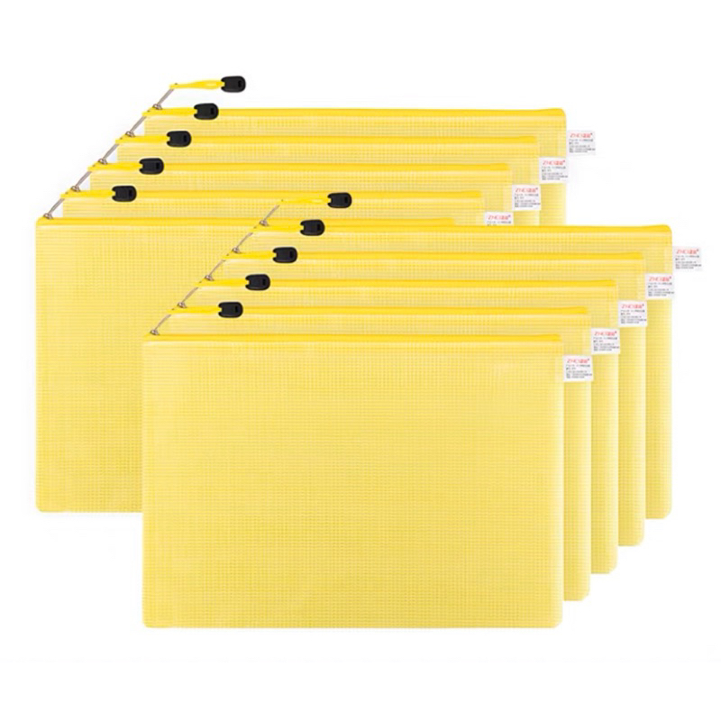 PINEDOT A4 Mesh Zipper File Folder Tuition Bag School Subject Separator ...