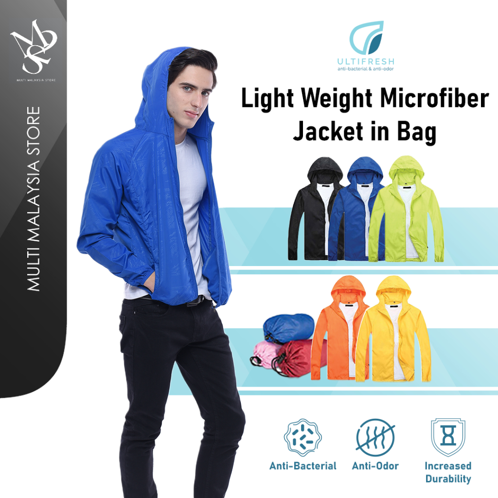 ULTIFRESH x BEAM Unisex Lightweight Compact Microfiber Jacket in a Bag ...