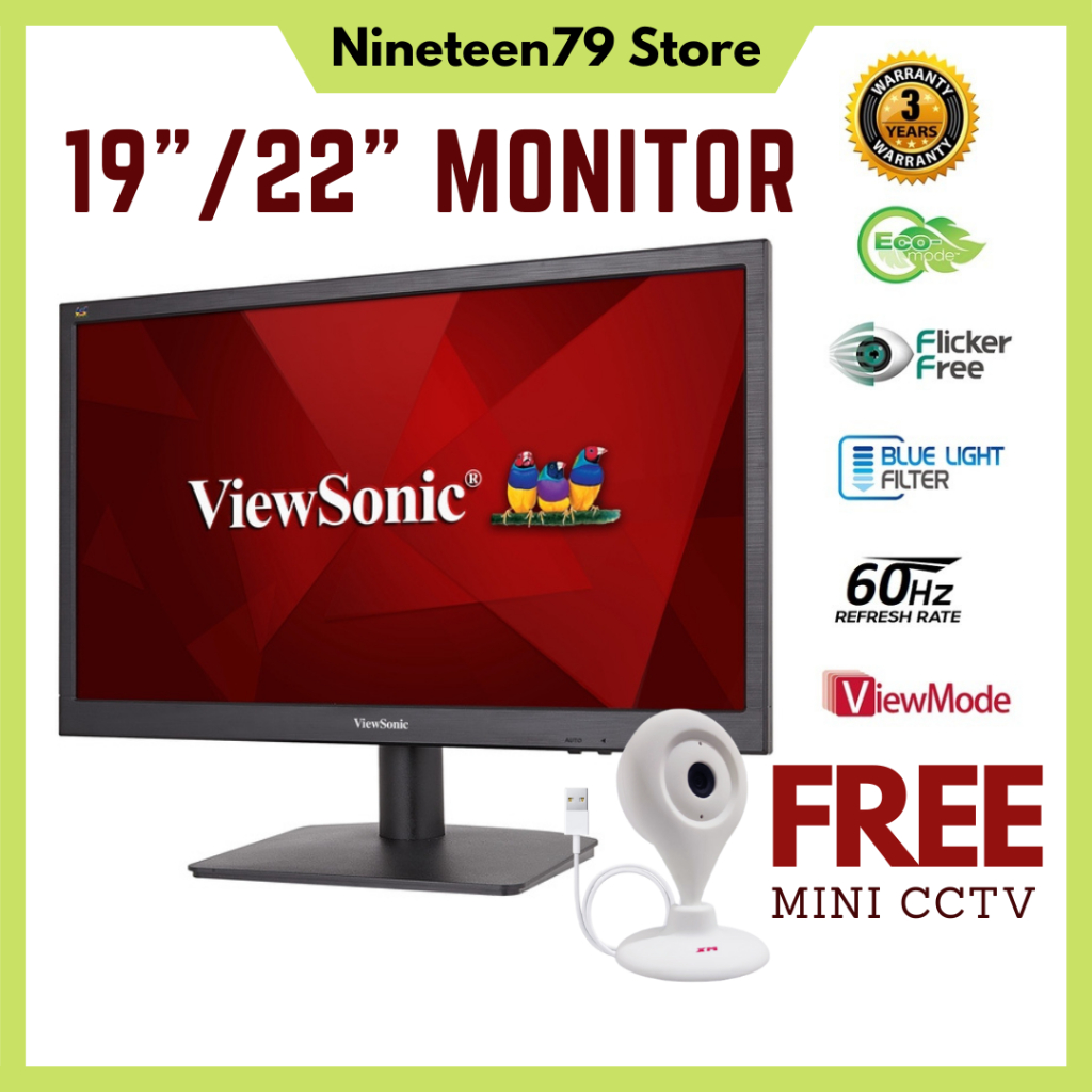 VIEWSONIC 19" 22" View Sonic VA1903h HD LCD LED Flat Full Monitor for ...