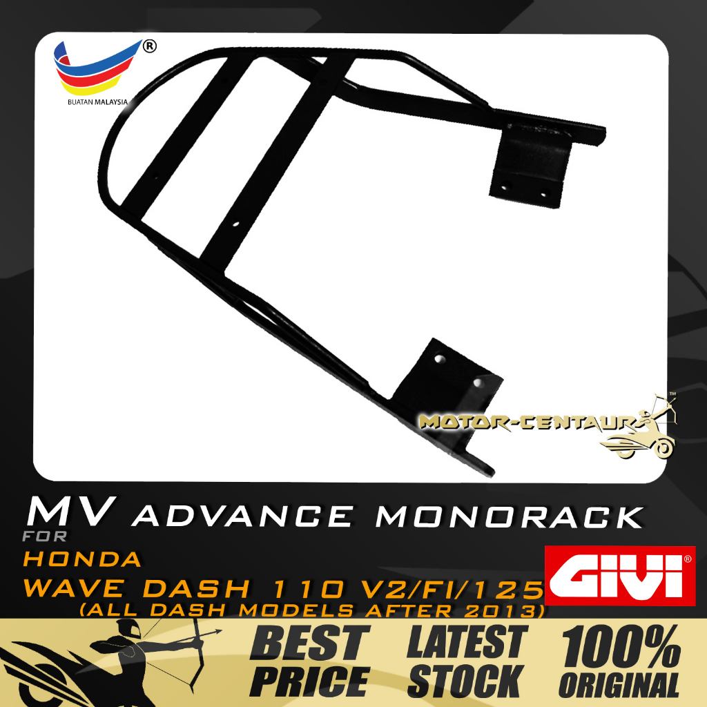 MONORACK GIVI (MV/MRV) FOR ALL HONDA MOTORCYCLES RS150R,RSX,EX5,DREAM,WAVE,FUTURE,DASH,SPACY ...
