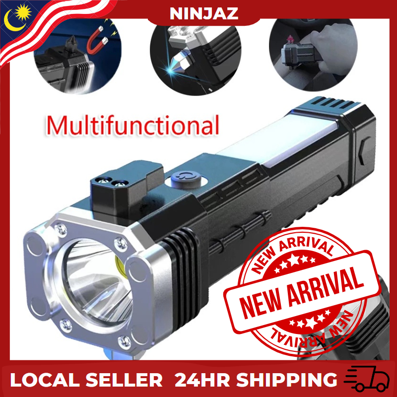 Strong LED Multifunctional Safety Flashlight USB Recharging Work Lights ...