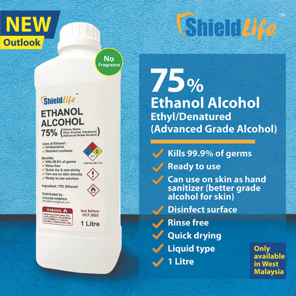 Ethanol Alcohol 75% - (Denatured) / Ethyl Alcohol - Medical Grade Sanitizer( Ready stock ...
