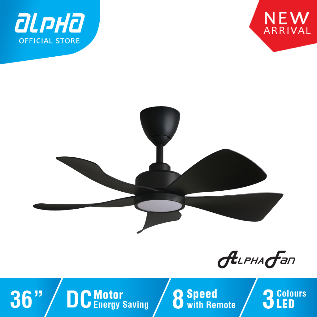 ALPHA AlphaFan HANI LED 5B DC Motor Ceiling Fan with 5 Blades 8 Speed ...