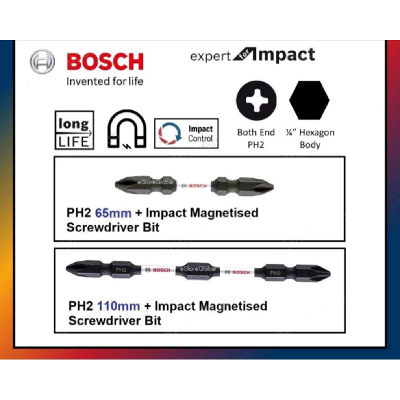 BOSCH Impact Magnetised Screwdriver Bit 2608522405 2608522406 (10pc set ...