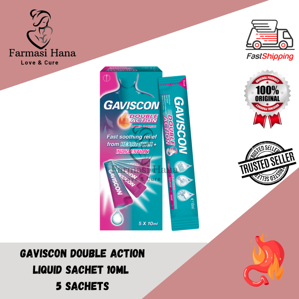 GAVISCON DOUBLE ACTION LIQUID SACHET 10ML 5 SACHETS | Shopee Malaysia