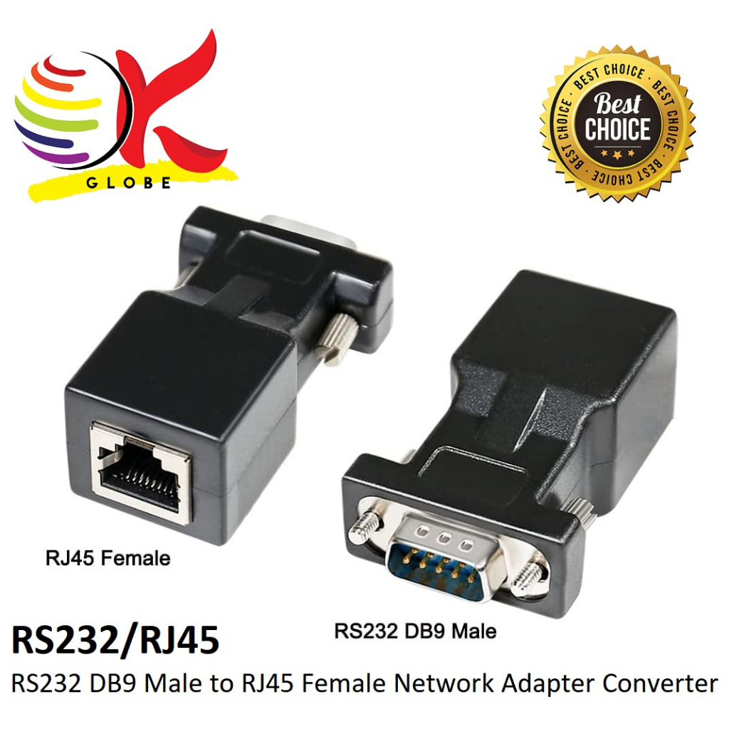 RS232 DB9 MALE TO RJ45 FEMALE NETWORK ADAPTER ETHERNET CONVERTER FOR ...