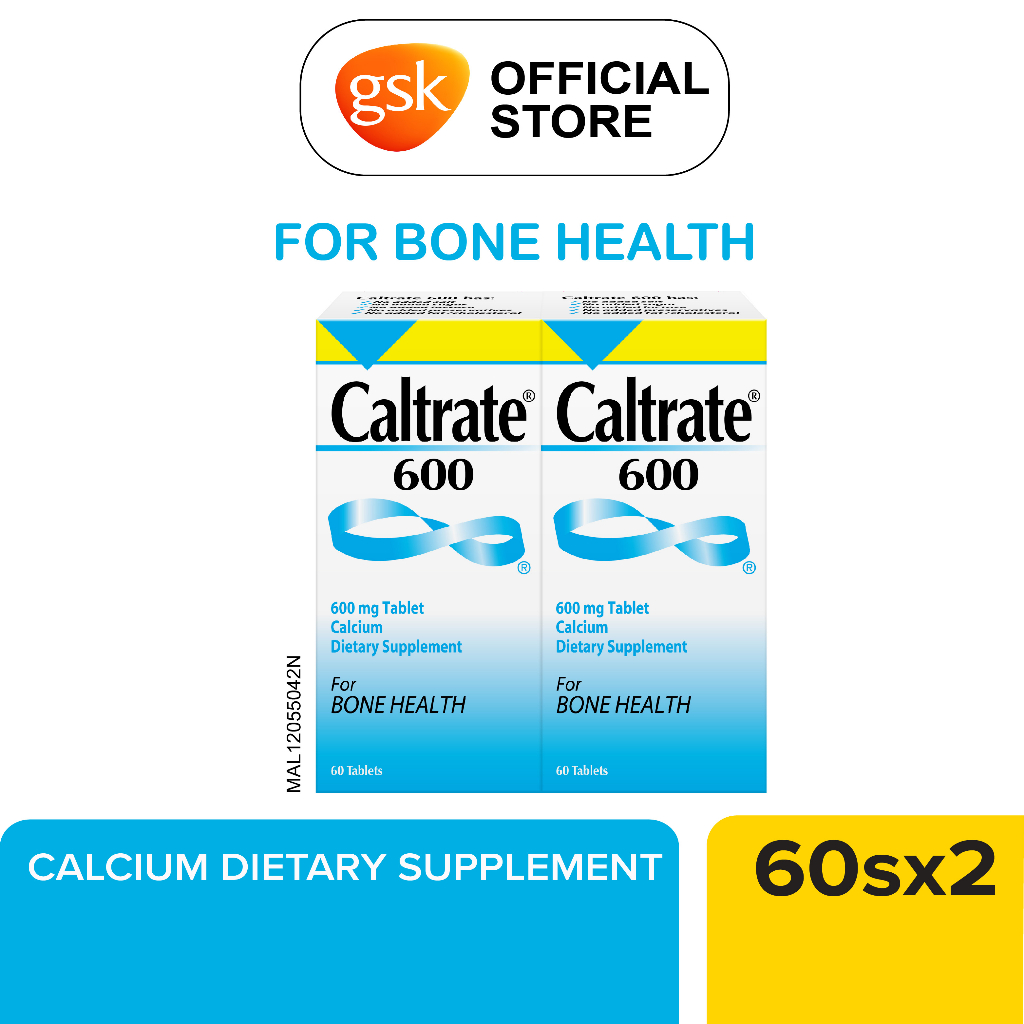 Caltrate 600 Calcium Dietary Supplement For Bone Health Value Pack (2 x ...
