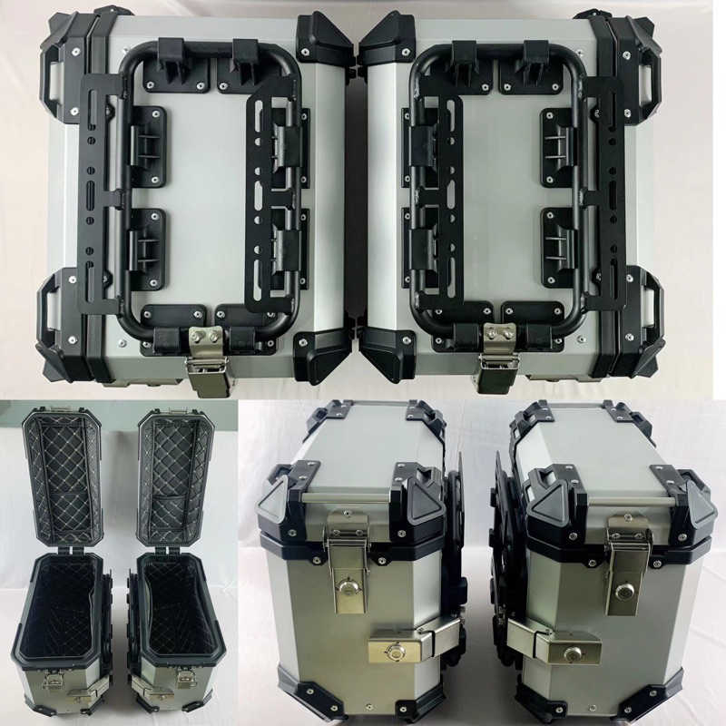 UNIVERSAL 2 PCS ALUMINIUM SIDE BOX 36L 38L WITH BRACKET | Shopee Malaysia