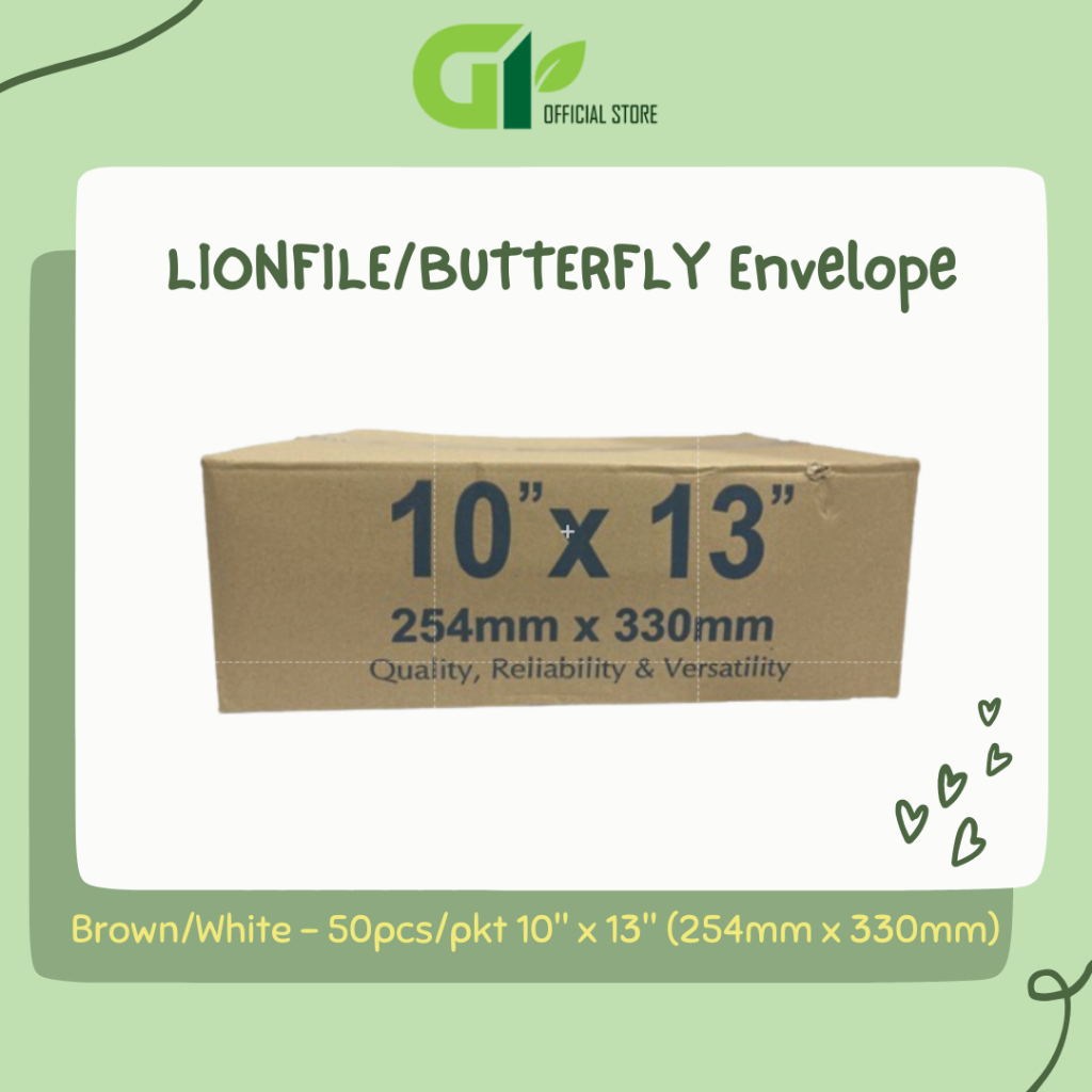 [GY Office] LION FILE/BUTTERFLY Envelope 10" x 13" Brown/White (1ctn ...