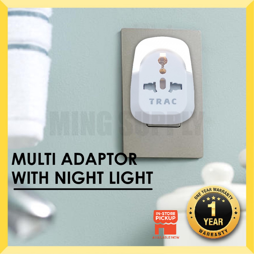 MS_ 2in1 Universal Adaptor LED Night Light UK 3 Pin Plug Switch Socket ...
