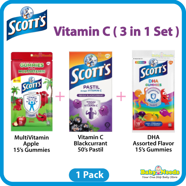 Scott's DHA/ Vitamin C/Multivitamin Chewable Gummies Assorted (60's Per ...