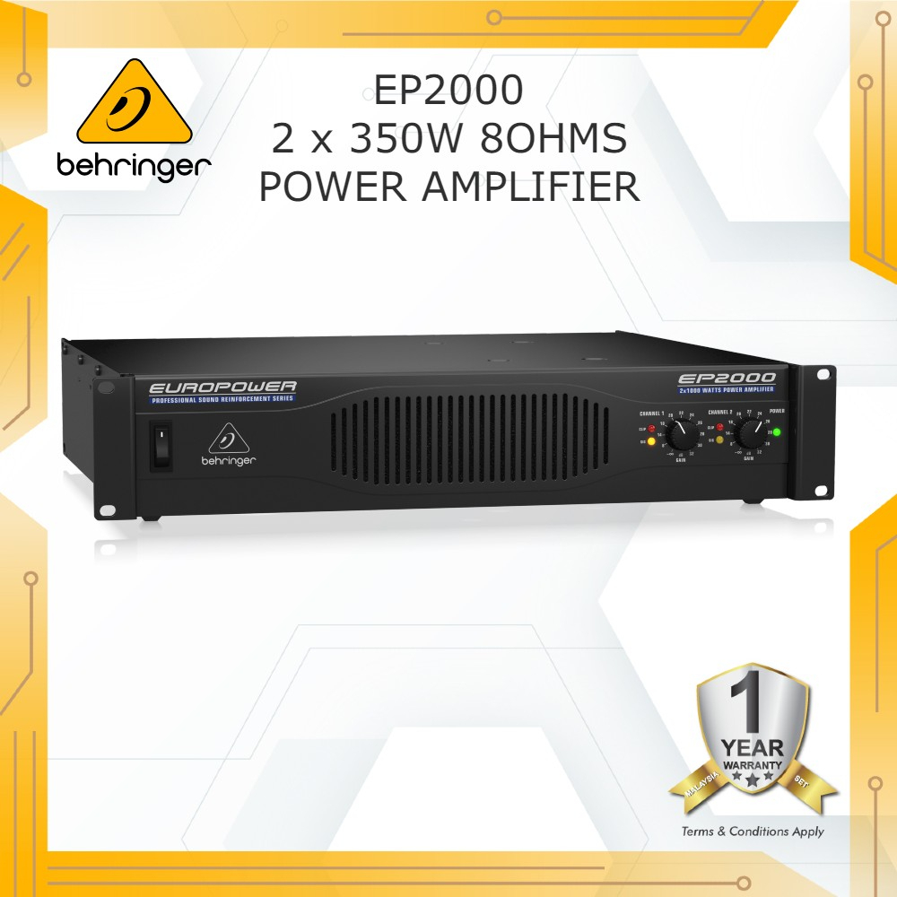 Behringer EP2000 2 x 350W 8 Ohm Power Amplifier, 2000 Watt Bridge ...