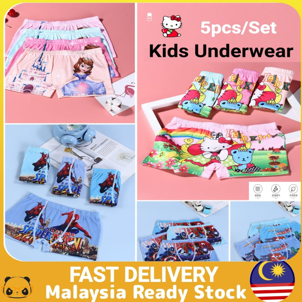 5pcs/set Seluar Dalam Budak Baby Girl Boy Underwear Boxer Cotton Soft ...