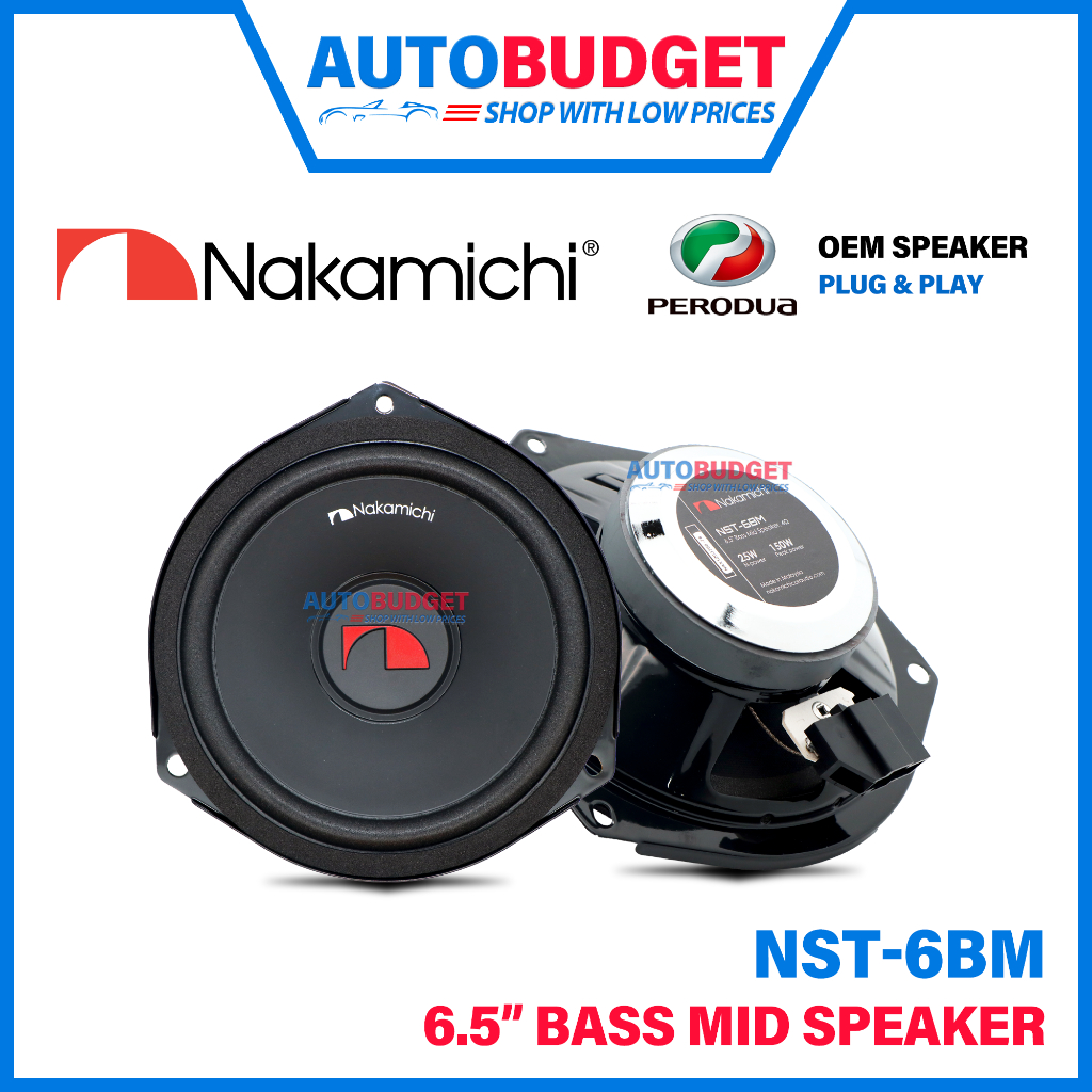 Nakamichi Speaker 6.5" Bass Mid Speaker OEM Speaker NST-6BM Plug and Play Perodua Myvi Viva Axia ...
