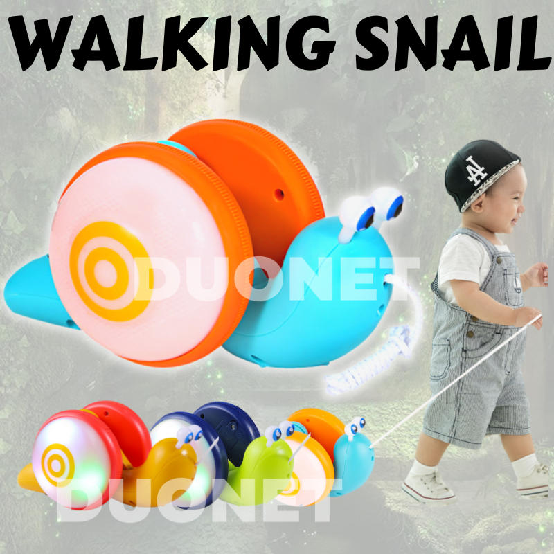 DOUNET Baby Rope Pull Snail Pet Toy Electric Trailer Toddler Walking ...