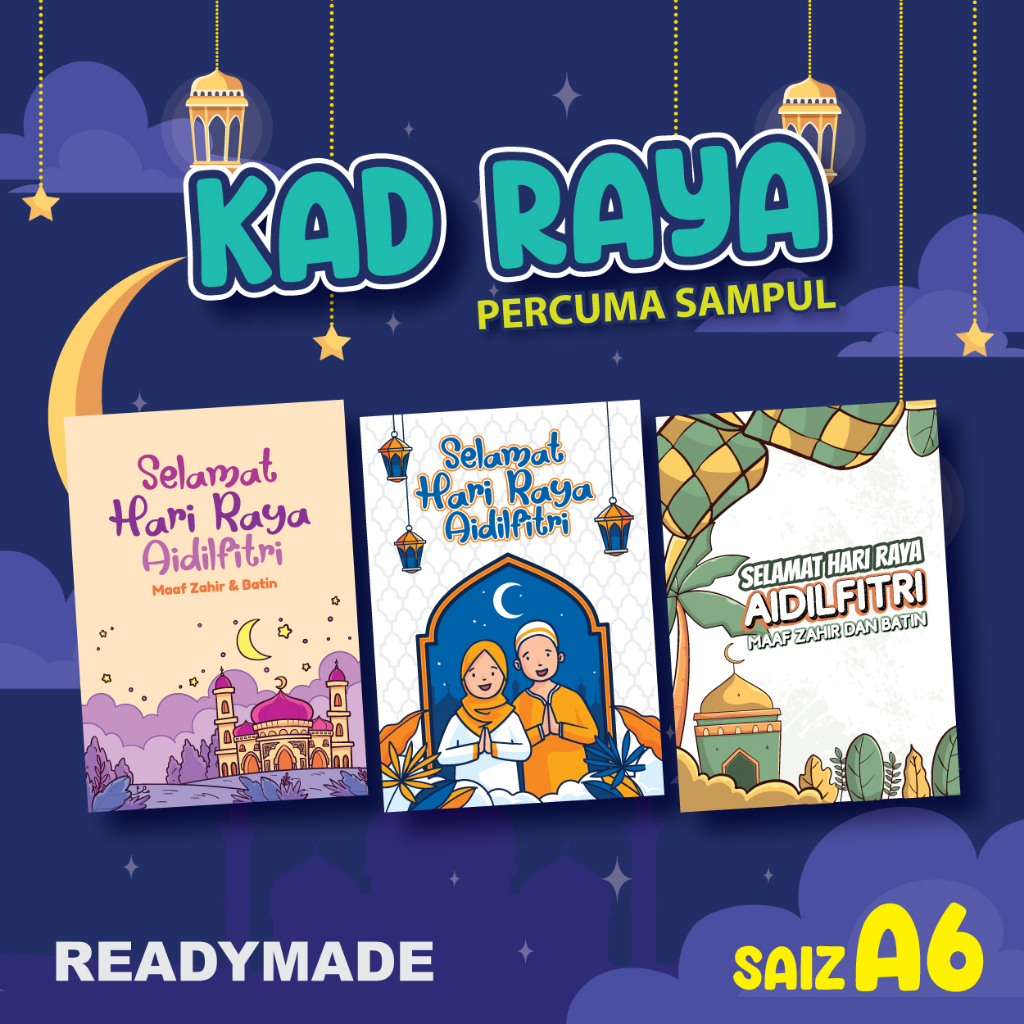 KAD RAYA PERCUMA SAMPUL | SAIZ A6 | SINGLE KAD | Shopee Malaysia