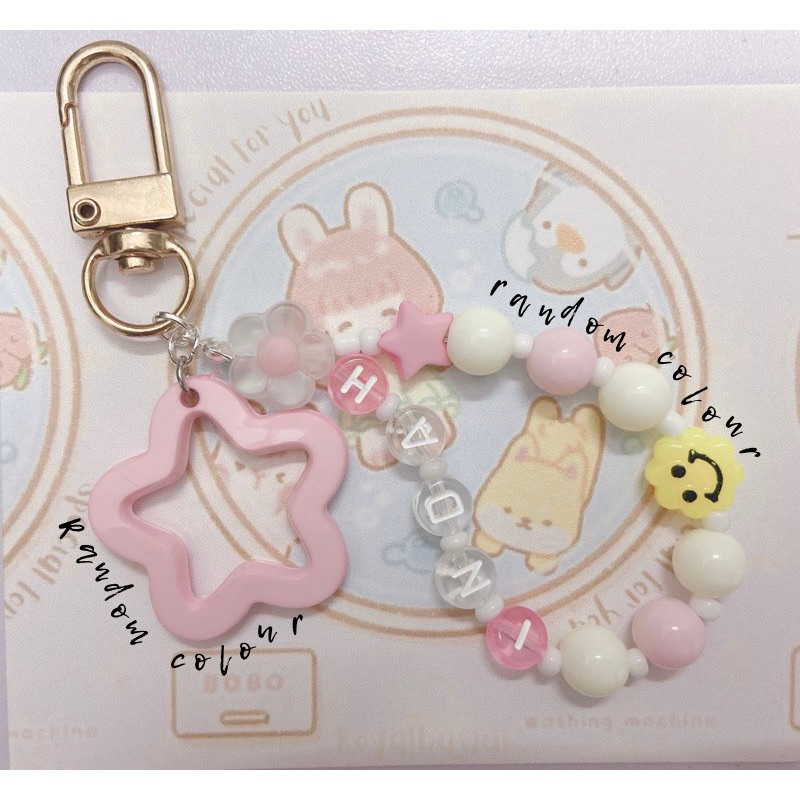 Customised name Keychain key holder cute Beads charms Handmade Beads ...