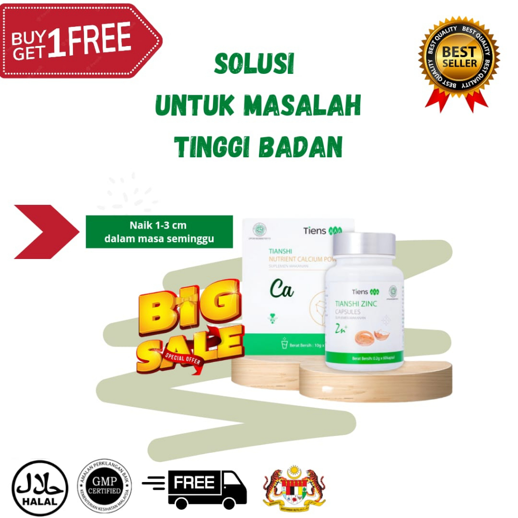 UBAT TINGGI BADAN TIENS 1BOX (10 BUNGKUS ) HI CALSIUM | Shopee Malaysia