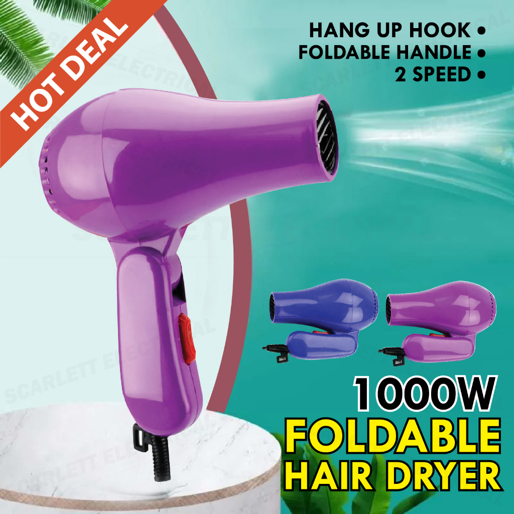 1000W Mini Foldable Hair Dryer Compact Travel Hair Blower 2 Temperature ...