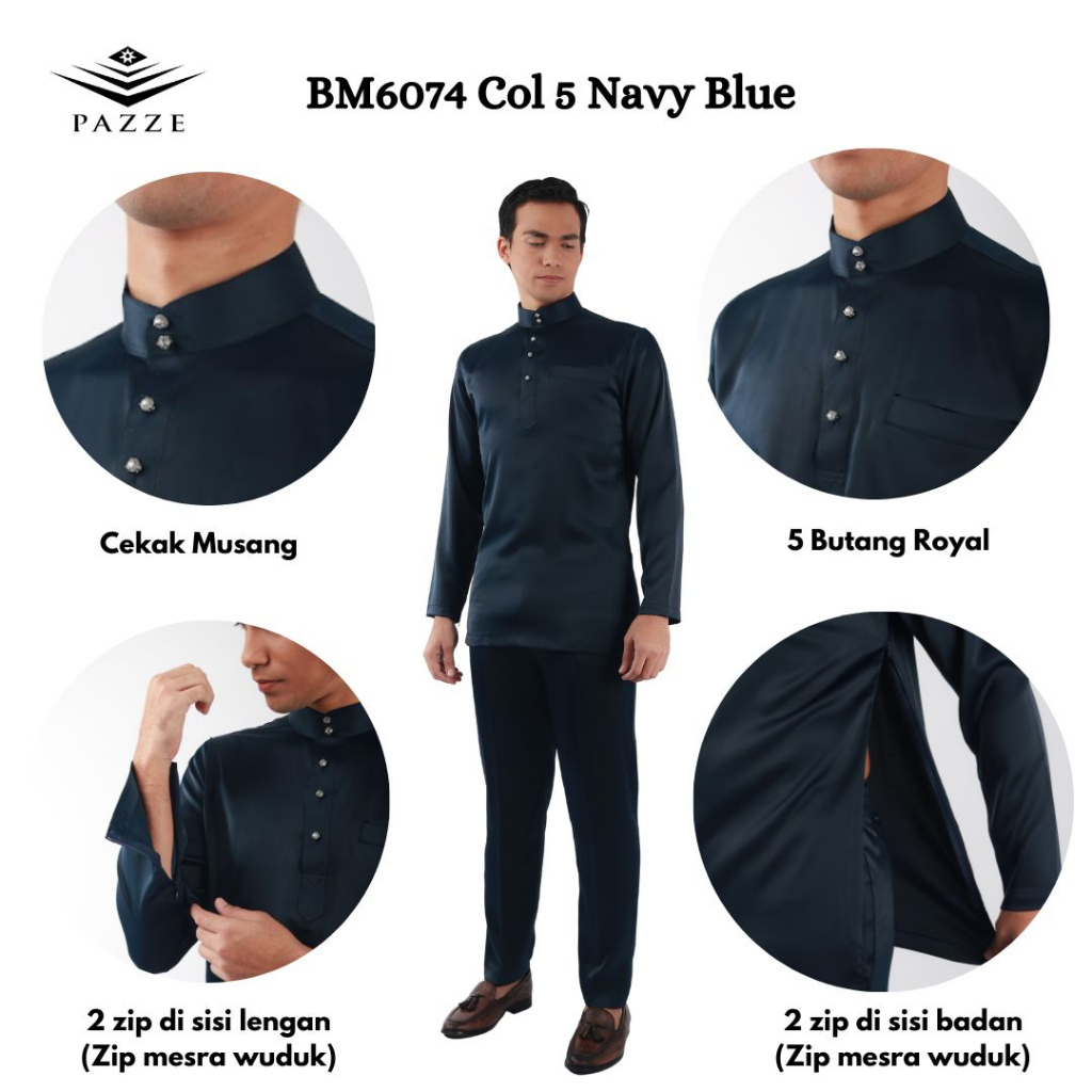 Pazze Baju Melayu Italian Paloma Series - Powder Blue Emerald Green ...