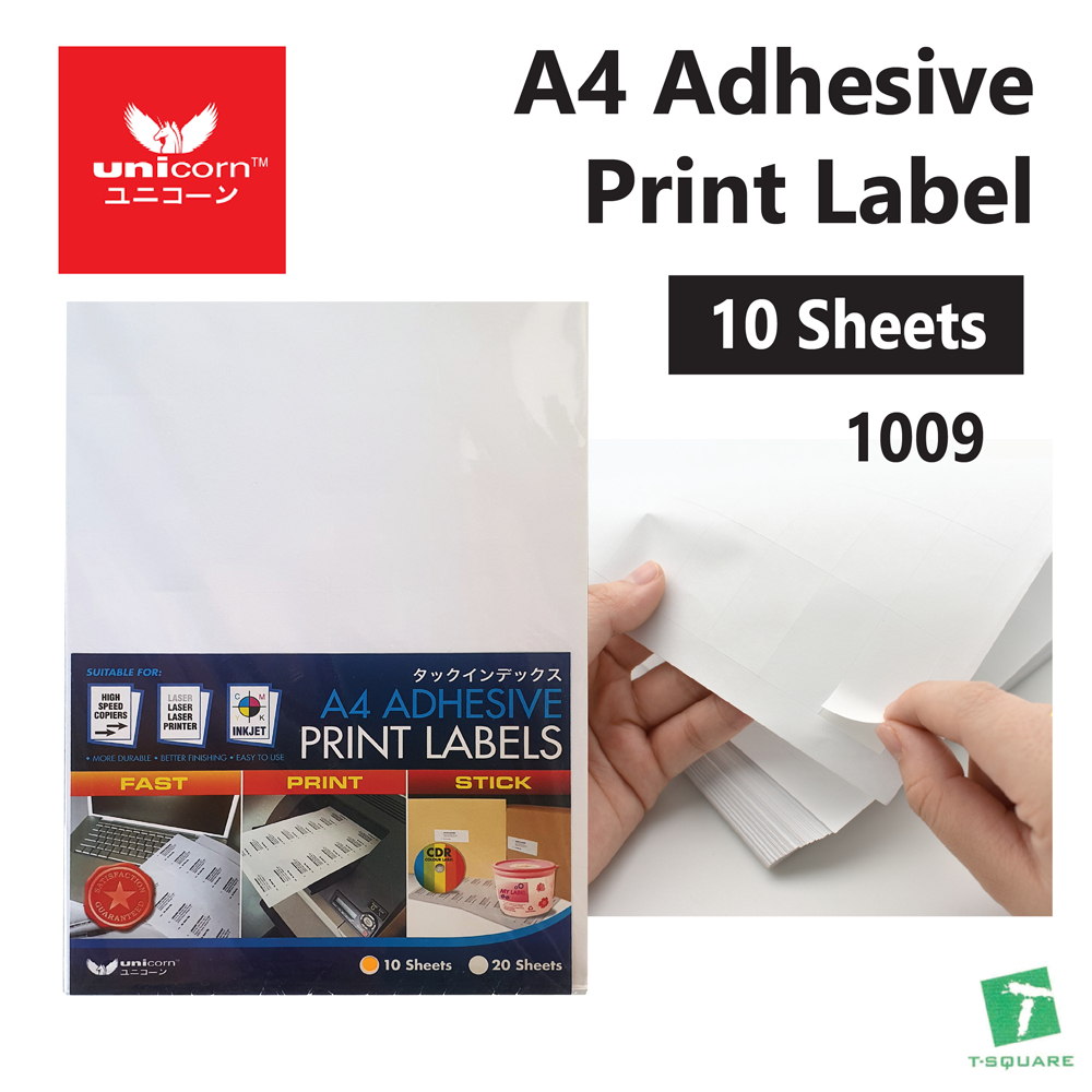 UNICORN 1009 A4 Adhesive Print Label {10 Sheets) | Shopee Malaysia