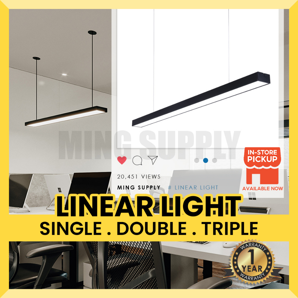 MS_ LED T8 Linear Light Casing Office Light 2FT 4FT Kalimantang Tube Fitting Ceiling Wall ...