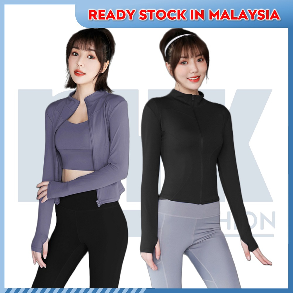 Women Long Sleeve Zipper Sports Jacket Ladies Workout Slim Fit ...