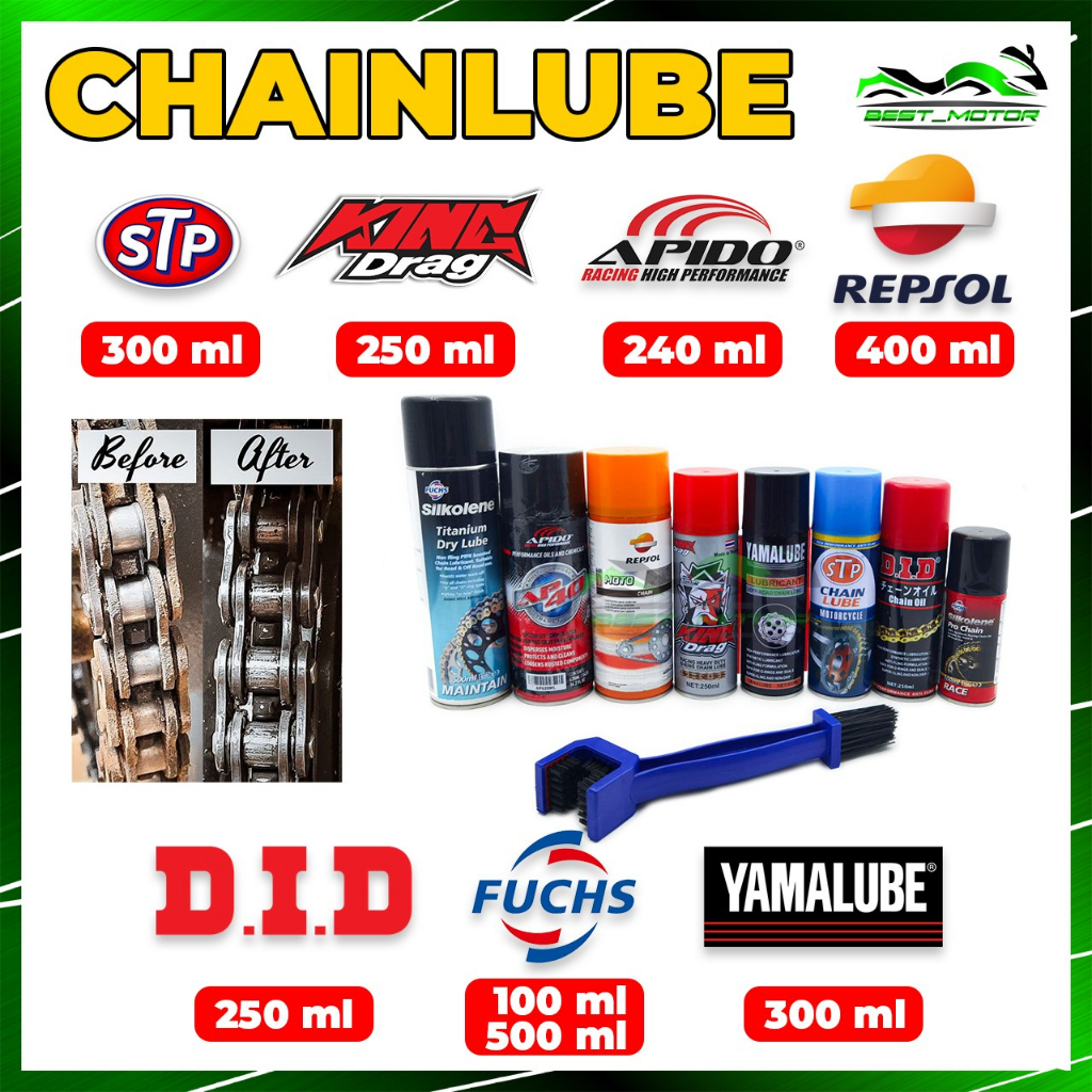 CHAINLUBE CHAIN LUBE SPRAY RANTAI MINYAK RANTAI STP / YAMALUBE / WD 40 / APIDO / KING DRAG 300ML ...