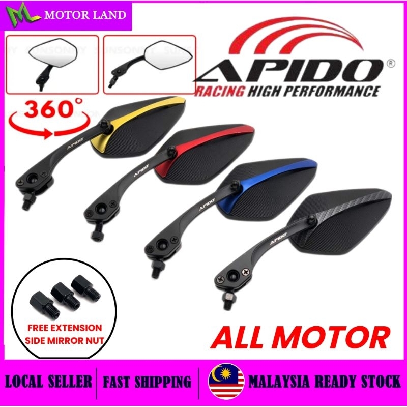 APIDO UNIVERSAL SIDE MIRROR ALLOY CARBON CERMIN SISI Y15 NVX NMAX LC135 ...