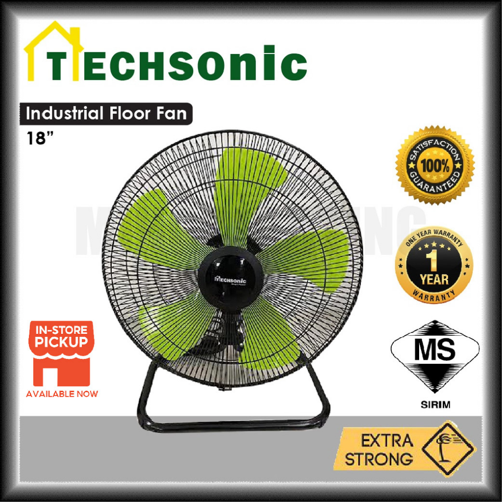 [Sirim] Techsonic 18" Industrial Floor Fan Heavy Duty 3/5 Metal Blades ...