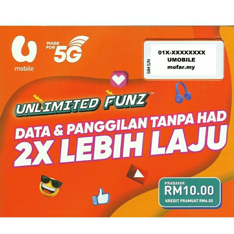 sim card UMOBILE UNLIMITED FUNZ | GX43 | GX38 | GX30 | UNLIMITED | NO FUP | Shopee Malaysia