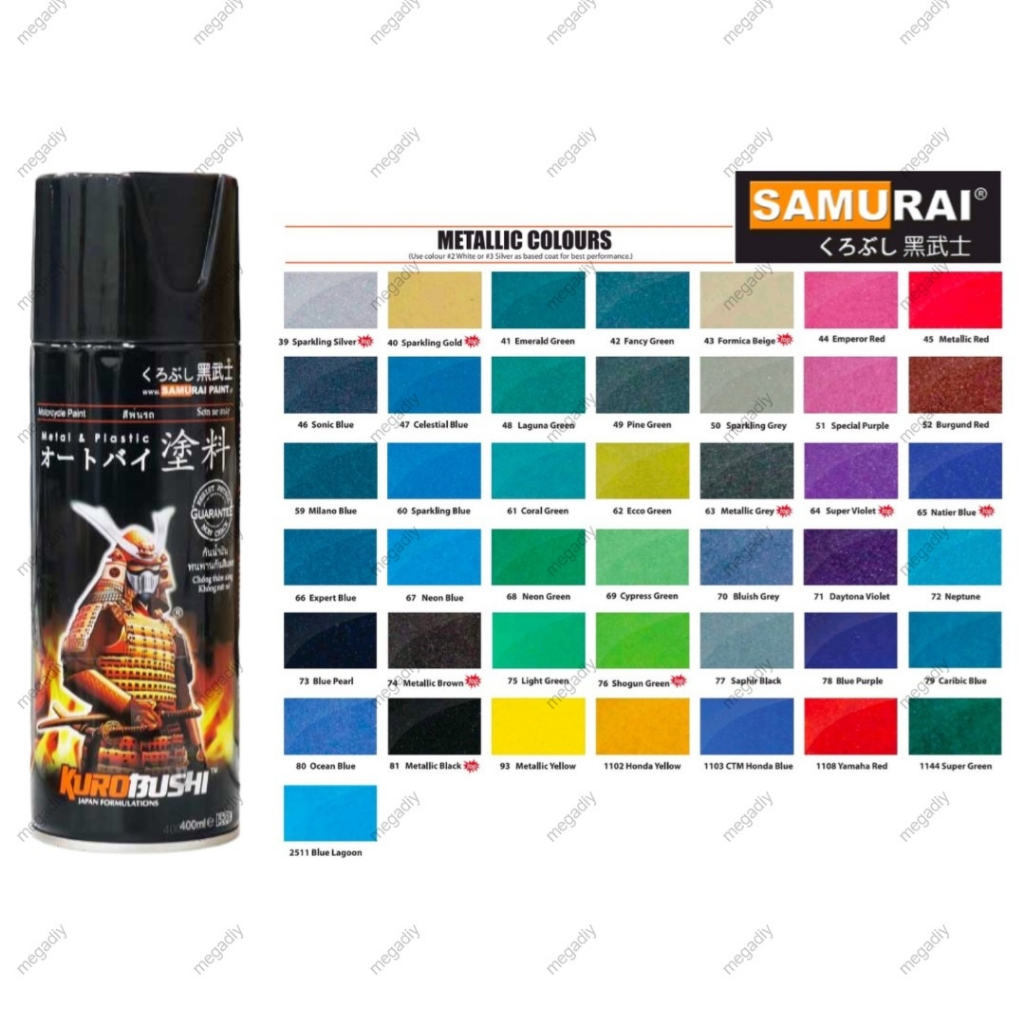 SAMURAI Spray Paint METALLIC COLOURS (400ML) | Shopee Malaysia