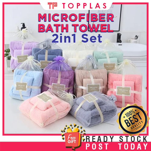 2 in 1 Set Towel Microfiber Strong Absorbent & Soft Tuala Menyerap ...