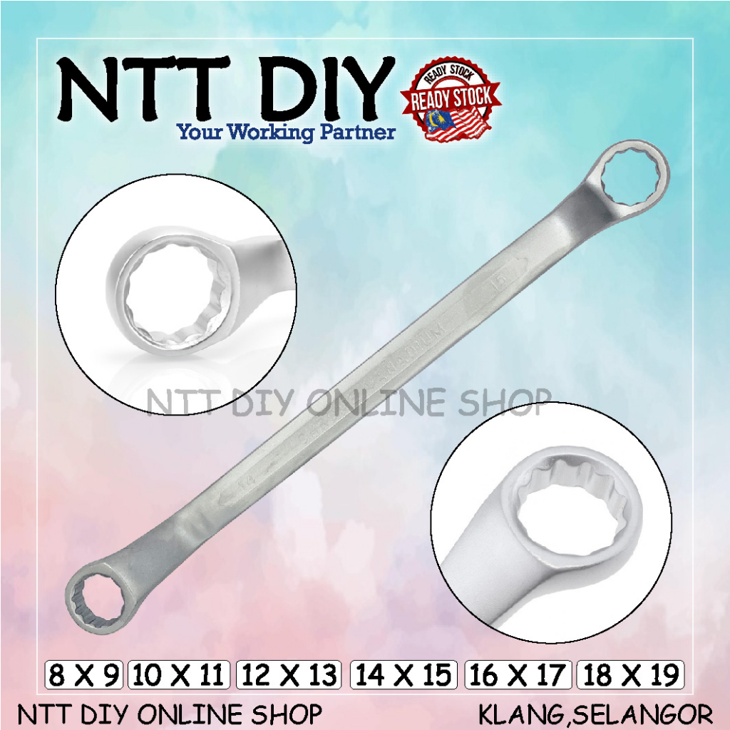 NTT DIY Double Ring Wrench CRV 8x9/10x11/12x13/14x15/16x17/18x19 ...