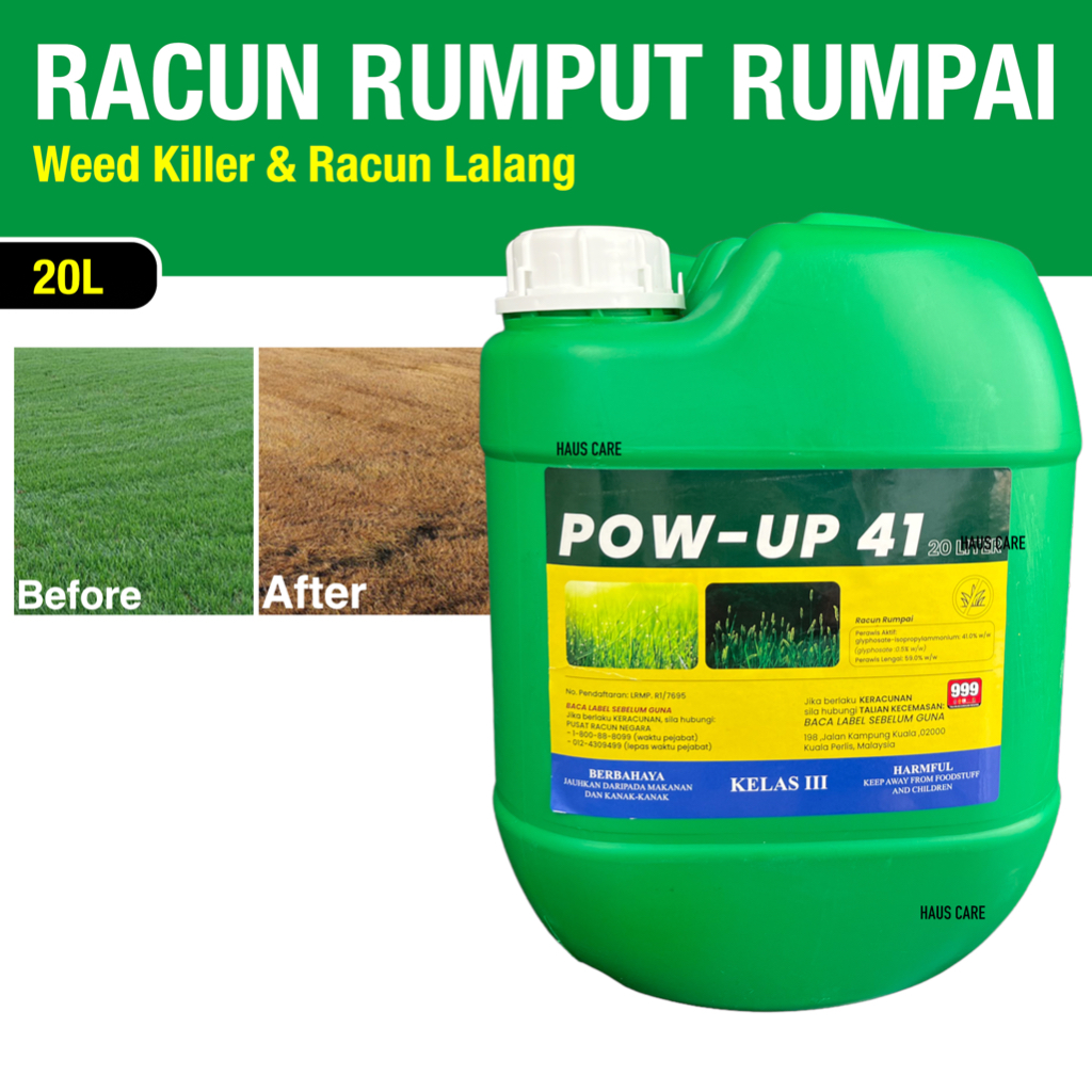 20L POW-UP 41 Glyphosate 41% Weed Killer (Racun Rumput Lalang/Ubat ...