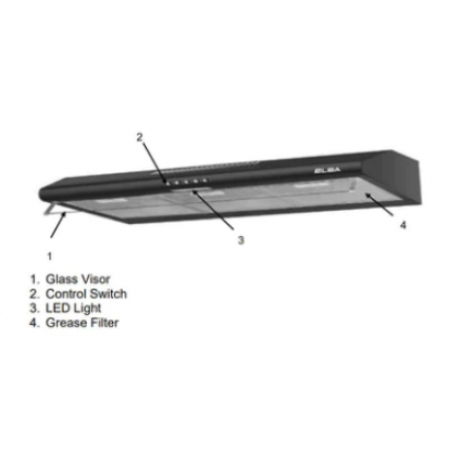 ELBA SLIM COOKER HOOD SUCTION POWER 900m3/hr ESHM9098BK 3 FIT 3 KAKI ...