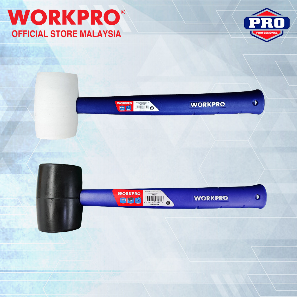WORKPRO Rubber Mallet With Plastic Hollow Handle (450g-16oz) | Shopee ...