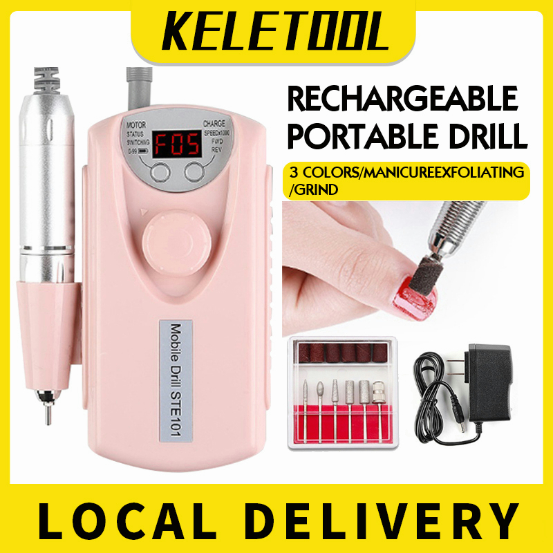 Portable Nail Drill Machine 30000RPM Rechargeable Manicure Pedicure ...