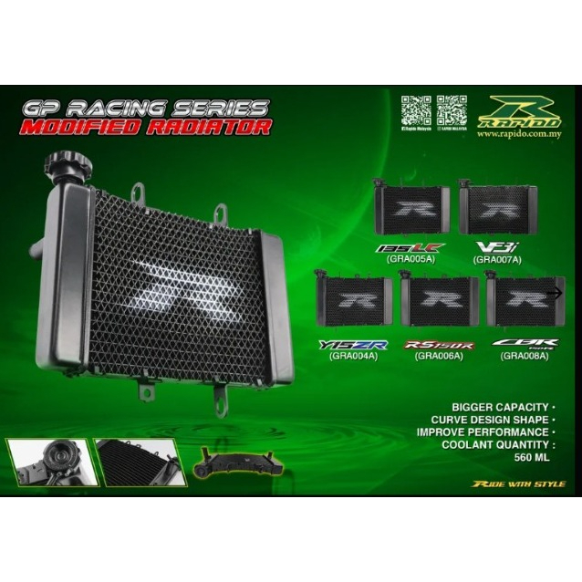 Rapido Modified Radiator GP Racing Series for Yamaha Y15ZR V1 V2 RS150R ...
