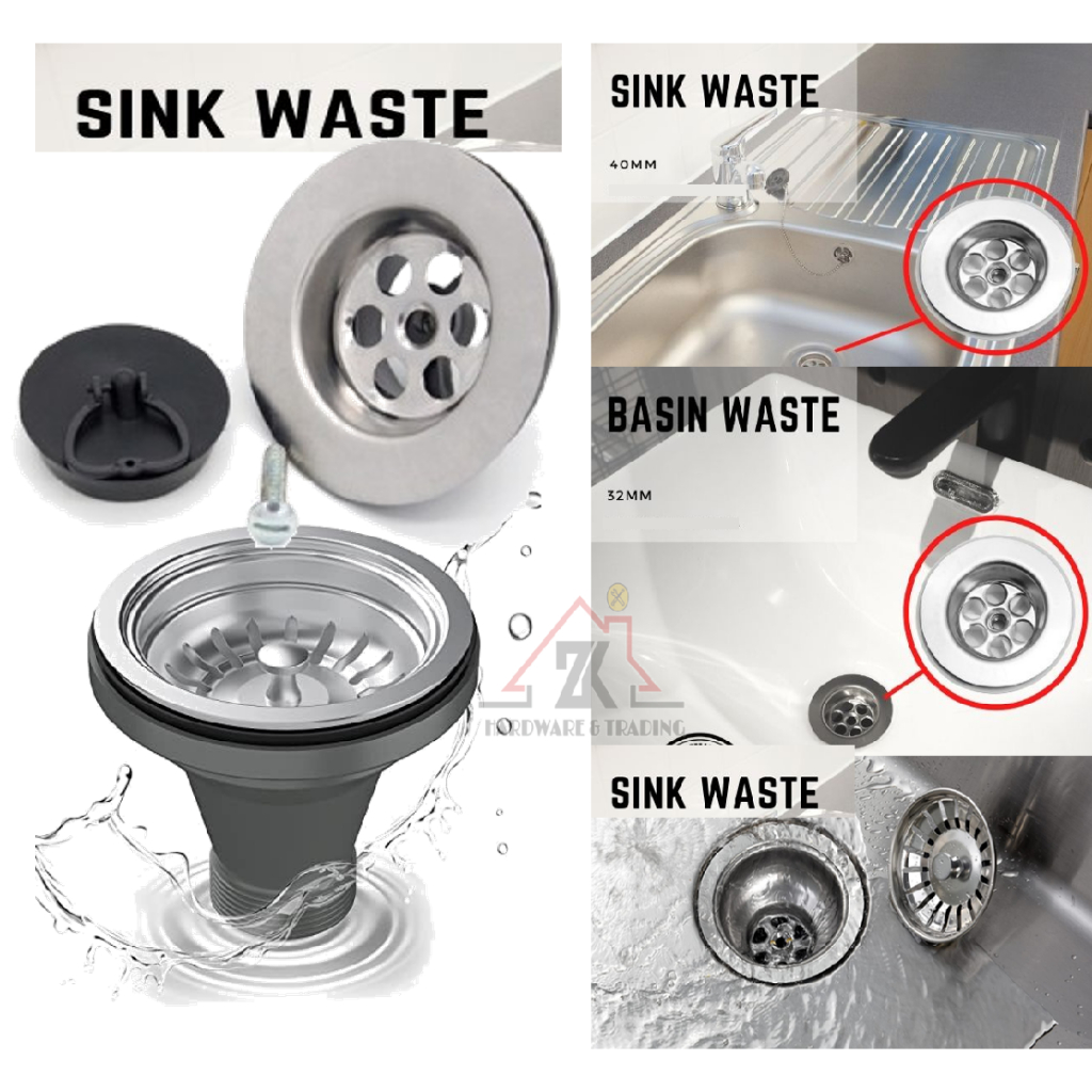 BATHROOM BASIN WASTE 32MM KITCHEN BASIN WASTE 40MM WASTE SINKI BASUH ...