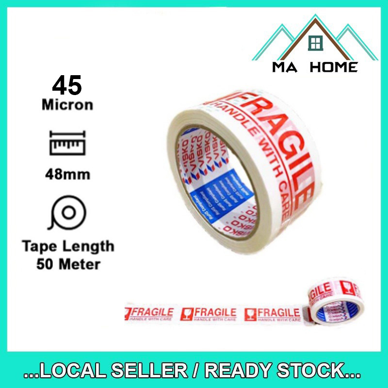 MA Home Self-adhesive Fragile OPP Tape Sticker Roll Label Warning ...