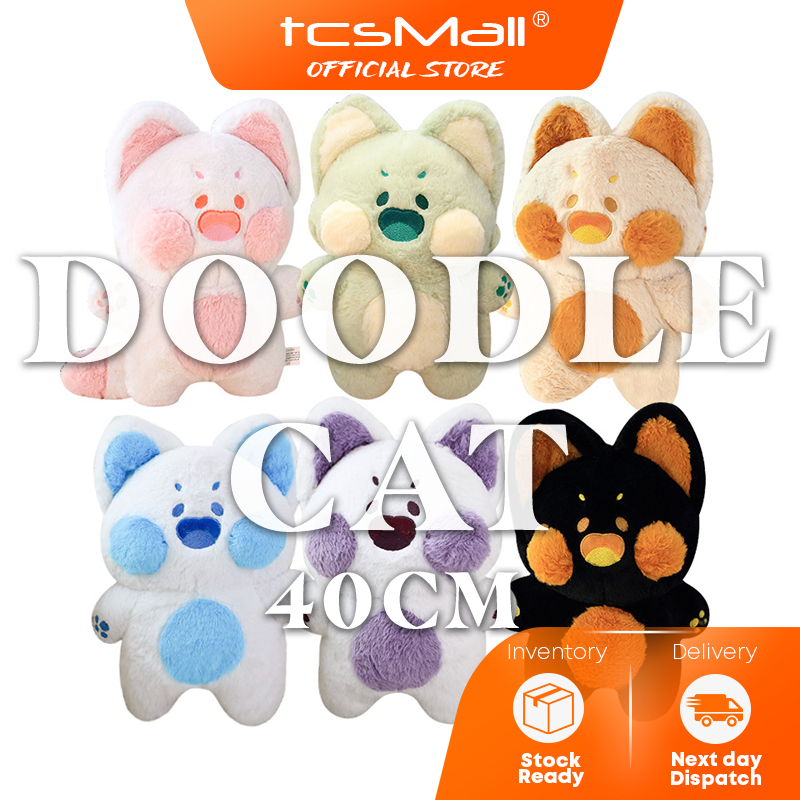 40cm Anak Patung Kawaii DuDu Cat Fluffy Doodle Meow Stuffed Plush Doll ...