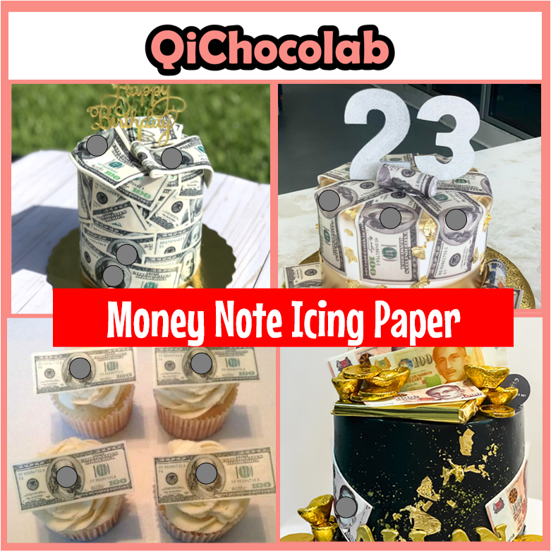 10pcs Edible Money Notes Cake Topper Cake Decoration Edible Icing Paper ...
